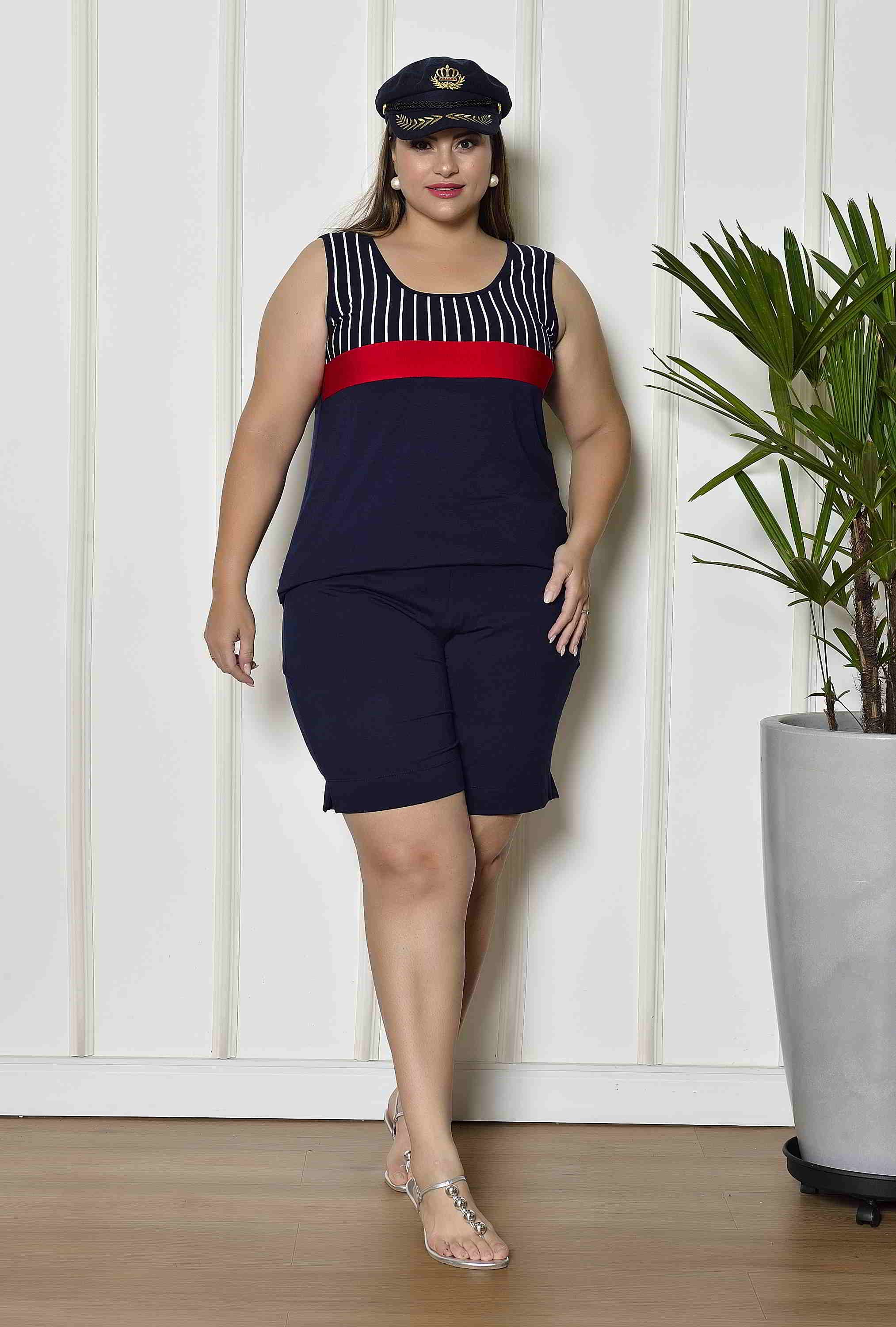 Bermuda Plus Size Marinho Confortável Viscolycra: Frescor e Mobilidade ...